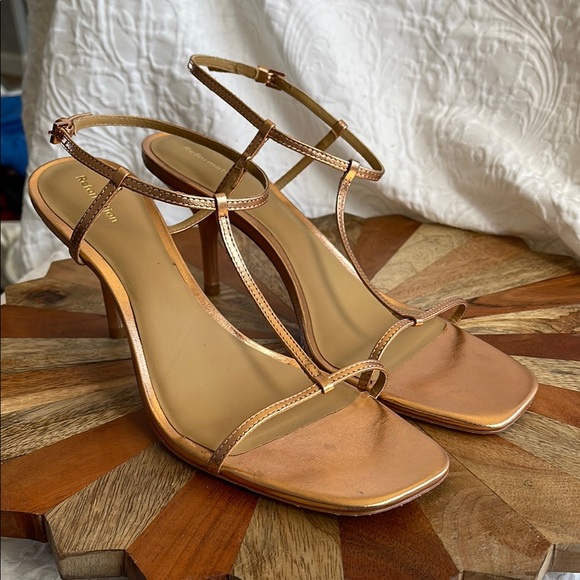 Reformation | Shoes | Reformation Rose Gold Strappy Sandals High Heel ...